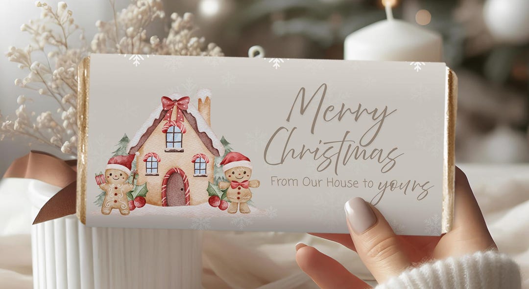 Gingerbread House Christmas-chocolate Bar Wrapper | Festive Chocolate ...