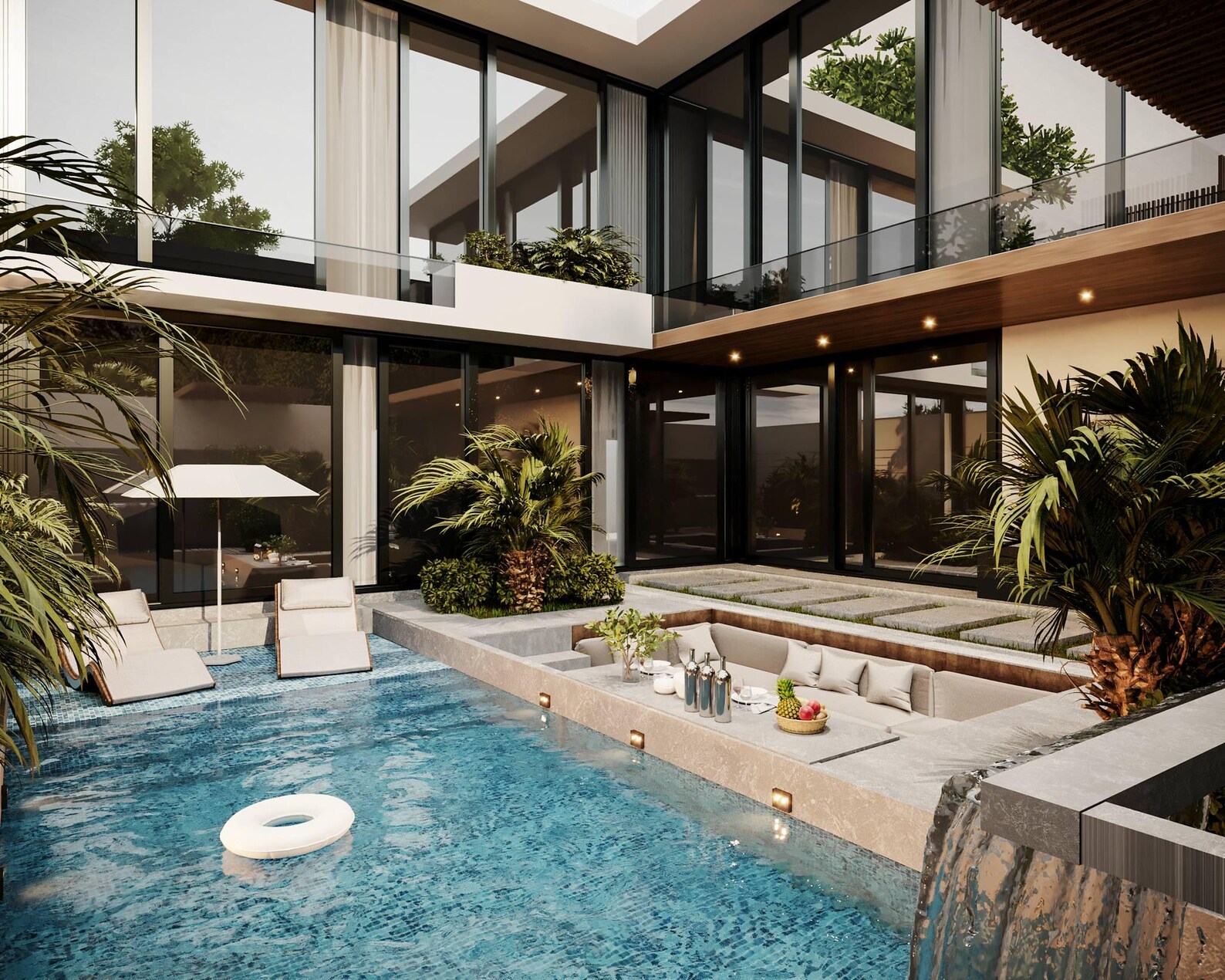 Custom Backyard & Landscape Design 3D Render | Garden, Terrace ...