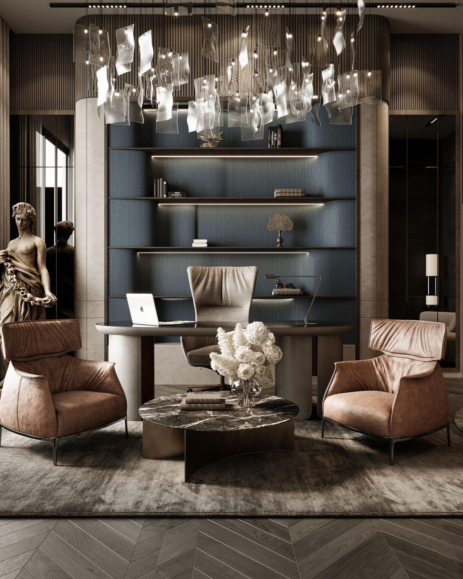 Custom Home Office Design 3D Render | Commercial Interior Design ...