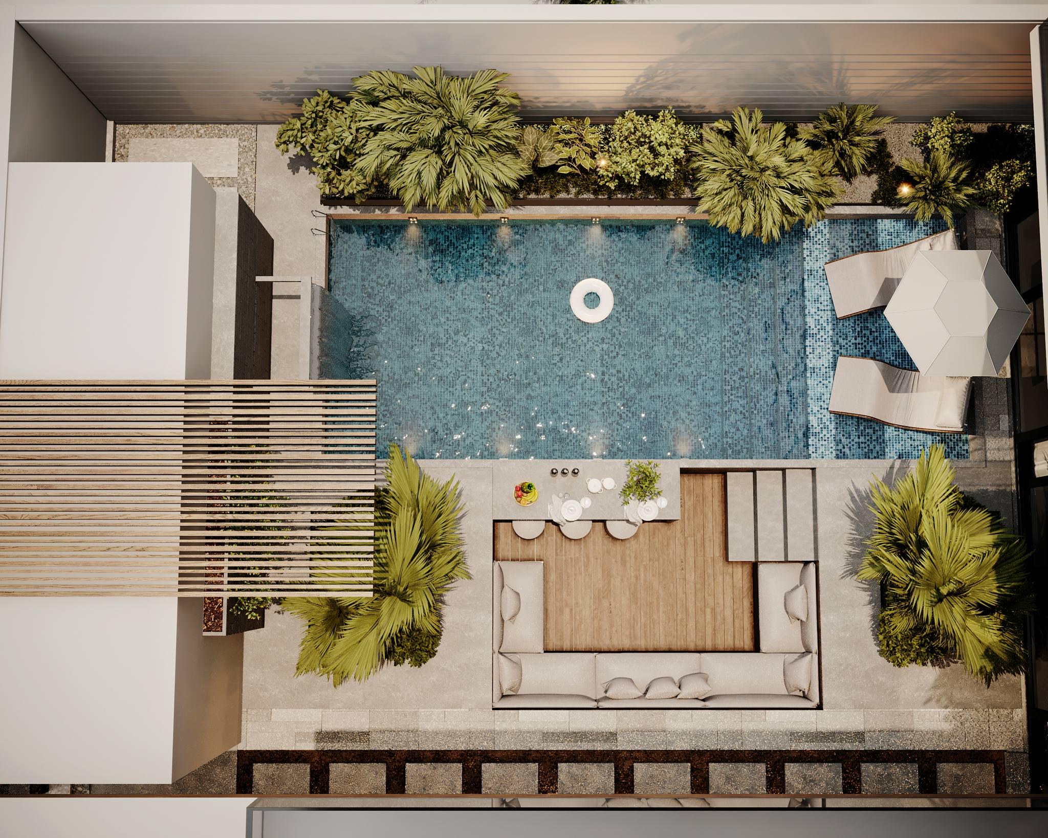 Custom Backyard & Landscape Design 3D Render | Garden, Terrace ...