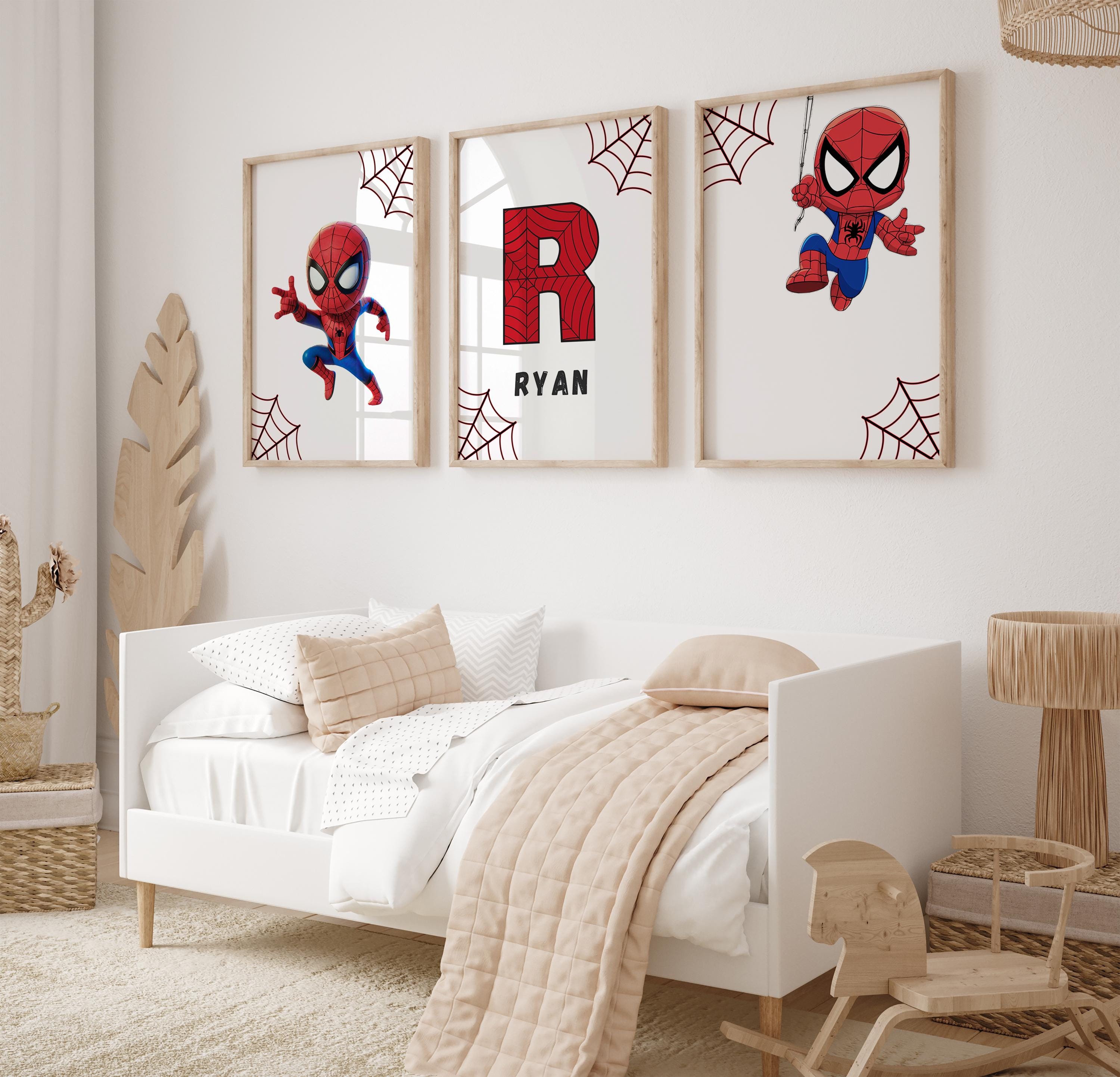 Spiderman Poster Set of 3 Custom Print , Superhero Themed Nursery Decor ...