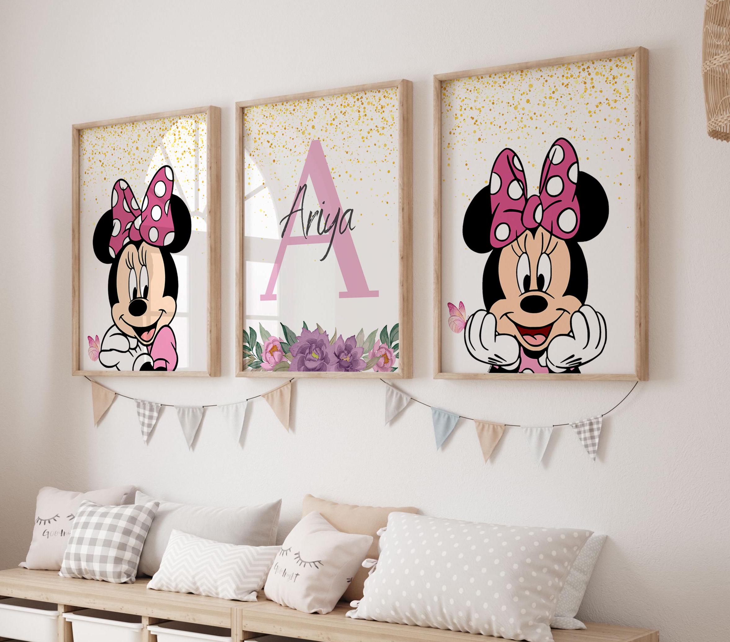 Minnie Mouse Nursery Prints, Custom Name Art, Set of 3 (digital ...