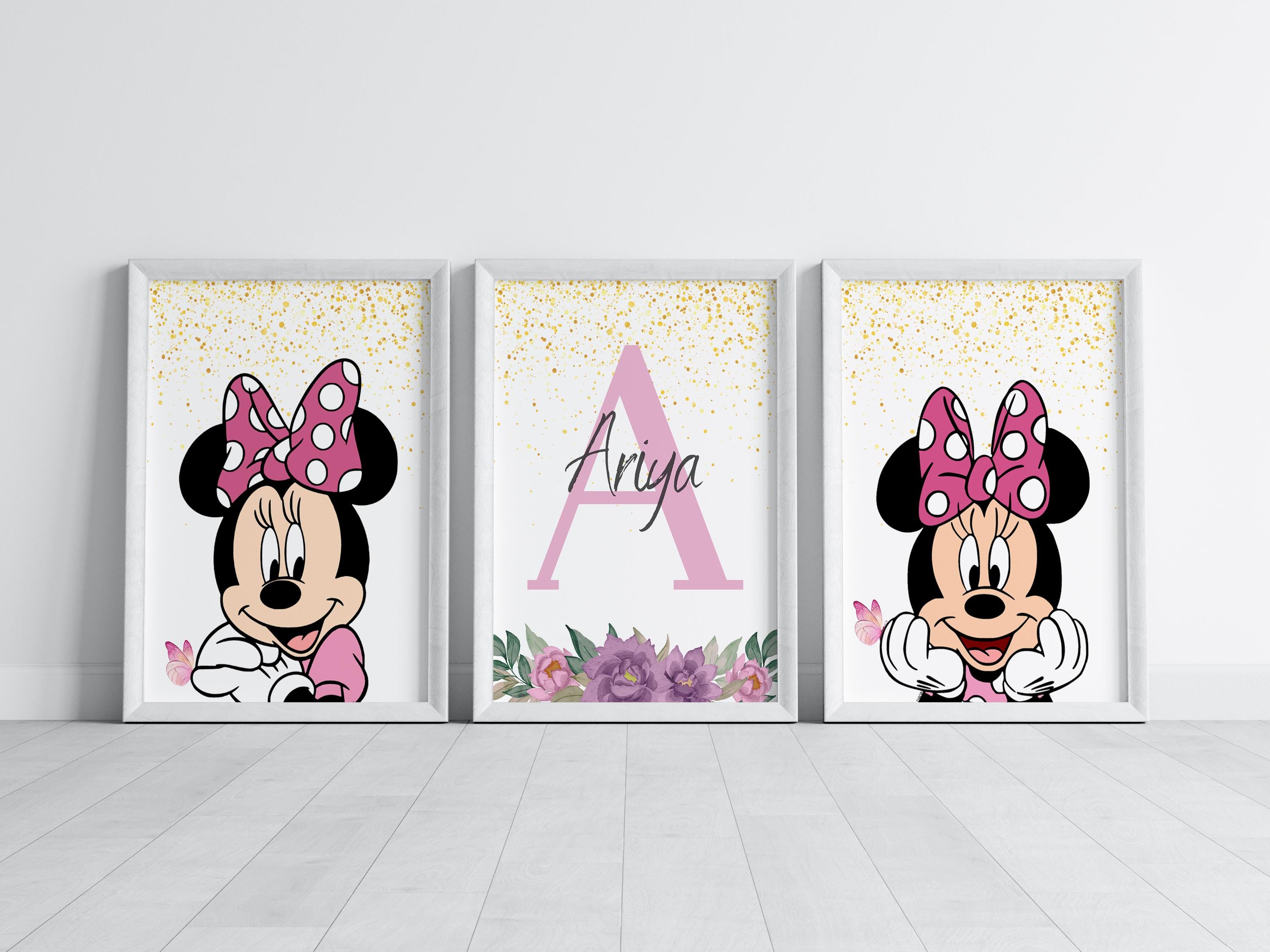 Minnie Mouse Custom Name Print, Minnie Mouse Art Poster Set of 3 Prints ...