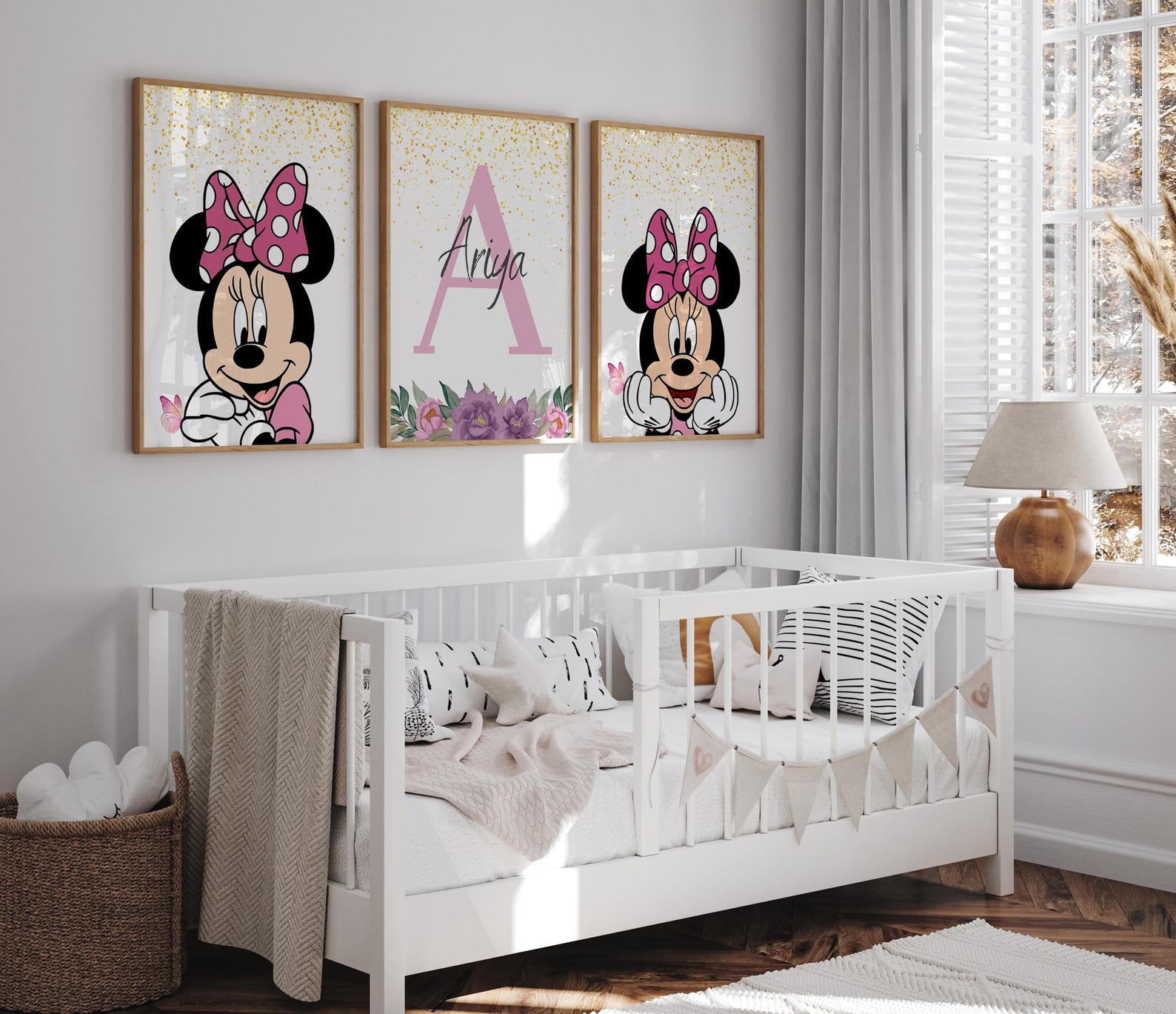 Minnie Mouse Nursery Prints, Custom Name Art, Set of 3 (digital ...