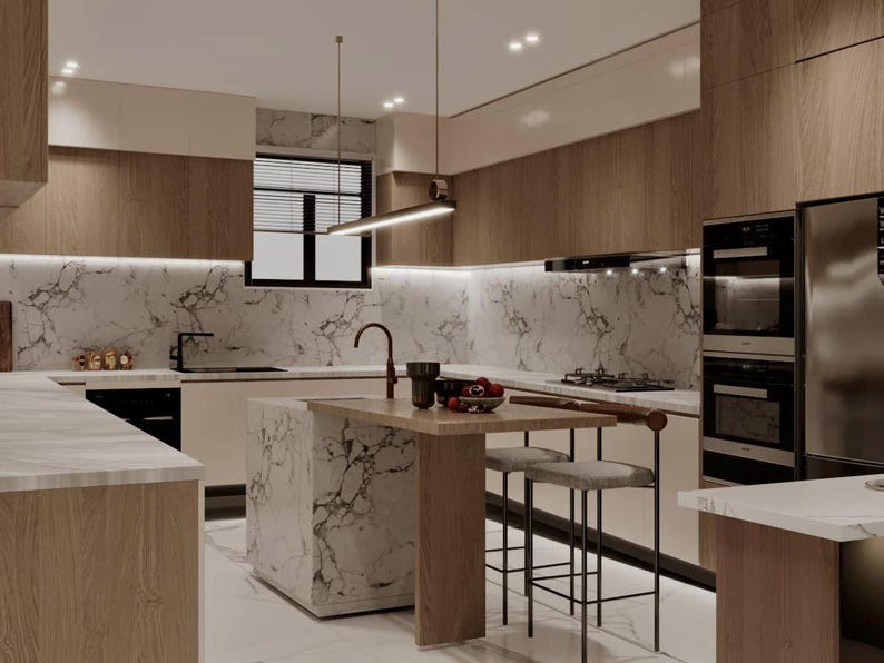 Custom Kitchen Interior Design 3D Render | Kitchen Renovation, 3D ...