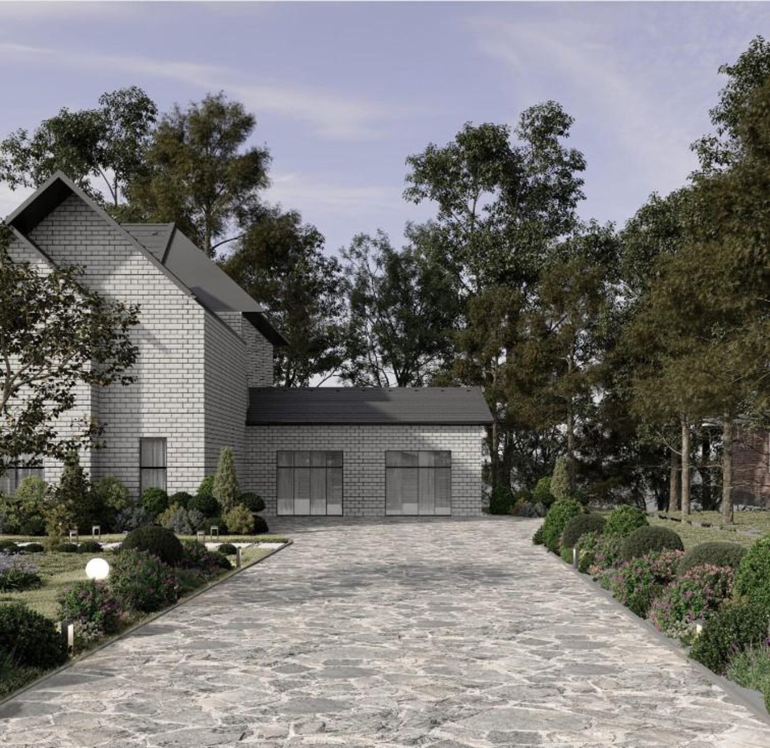 Custom Backyard & Landscape Design 3D Render Garden, Terrace, Exterior ...