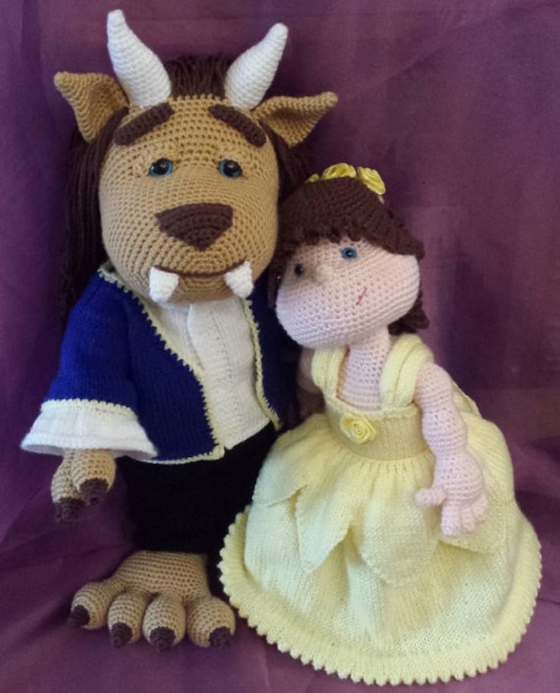 Beauty & the Beast - Crochet Doll and Beast With Knitted Clothing ...