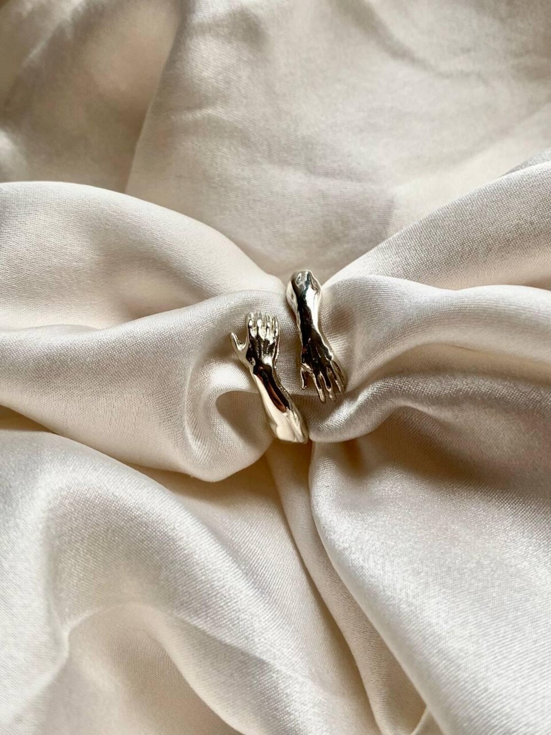 925 Sterling Silver Ring, Personalized Love Hug Ring, Engraved Hand ...