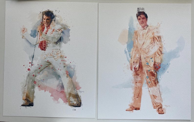 Elvis Watercolor Painting - Etsy