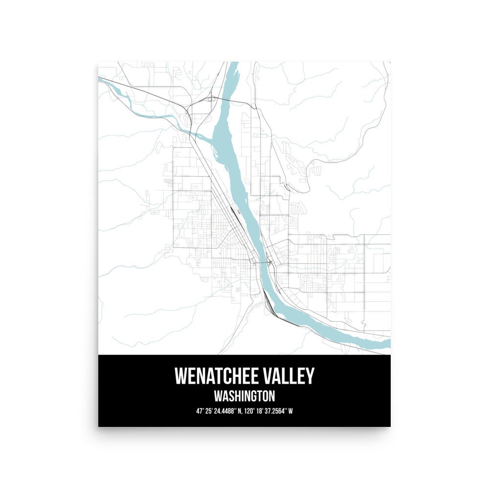 Wenatchee Valley Map -- Fine Art Poster - Etsy