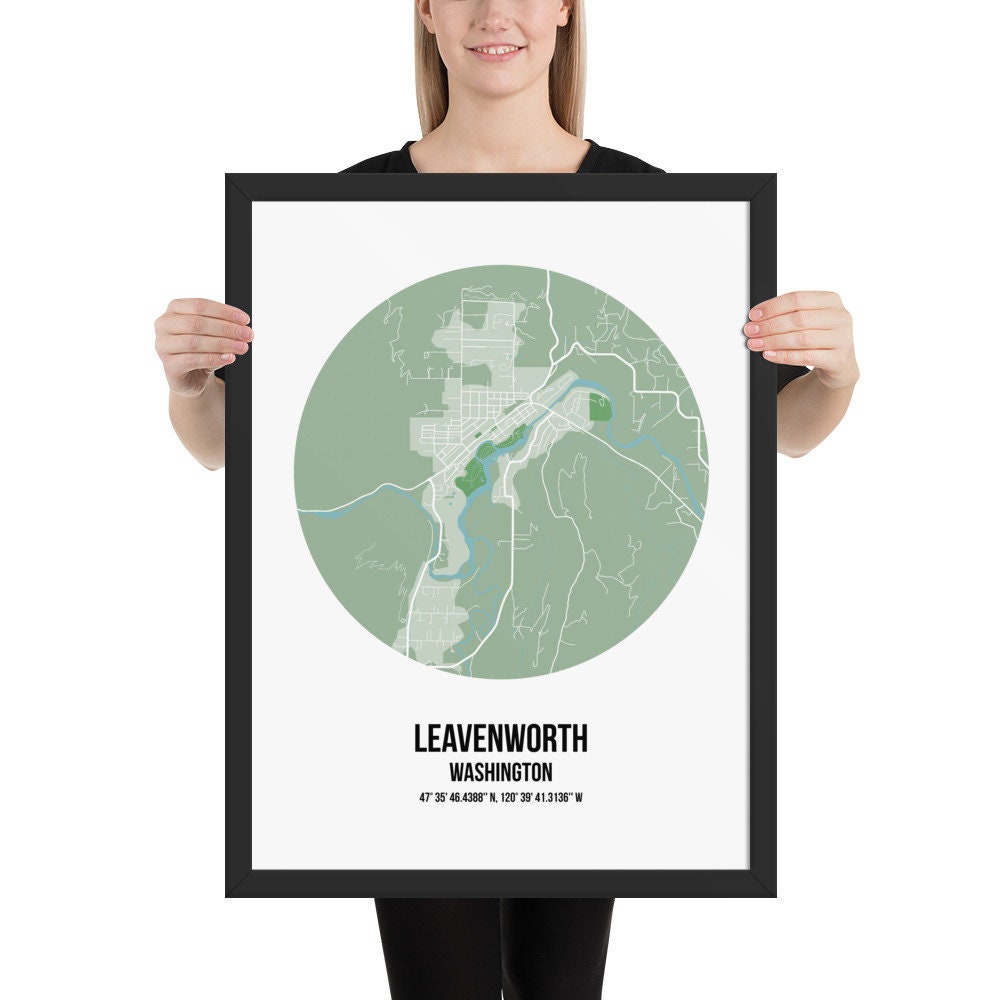 Leavenworth, WA Map Framed Poster - Etsy