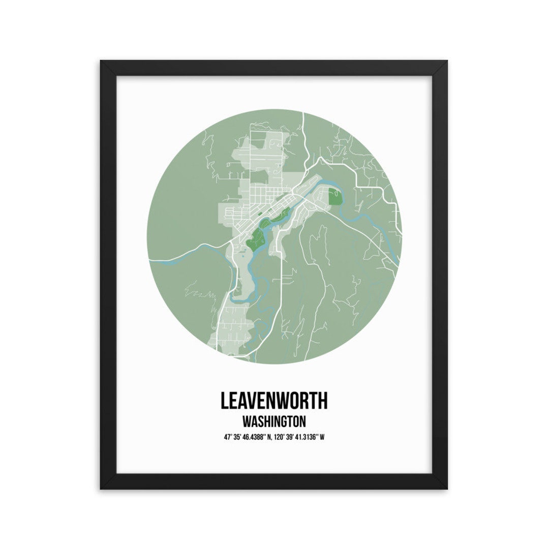 Leavenworth, WA Map -- Framed Poster - Etsy