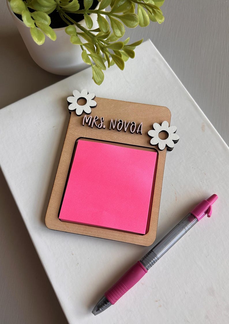 Personalized Sticky Note Holder With Daisies / Teacher Appreciation ...