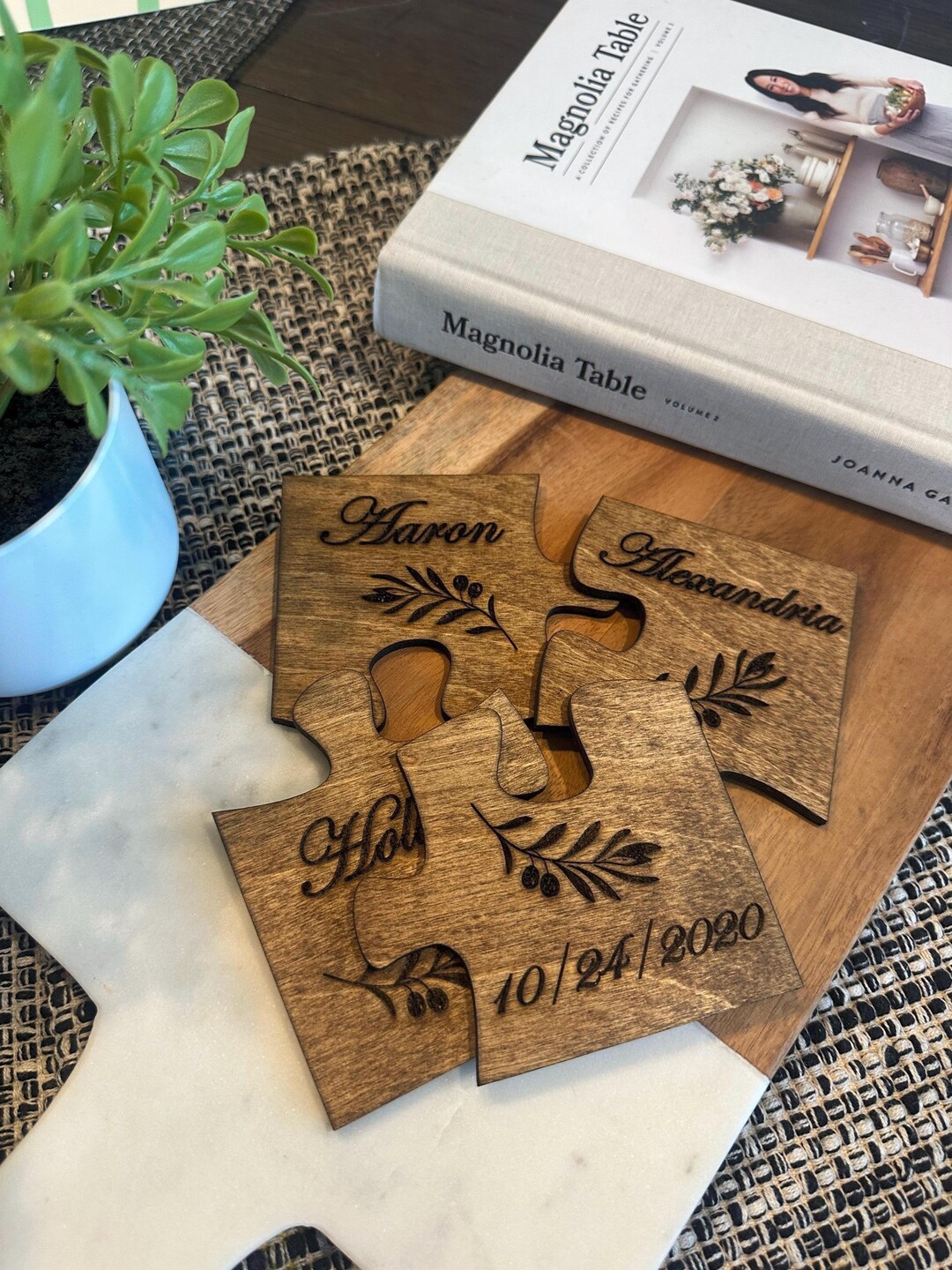 Puzzle Piece Wood Coasters, Custom Engraved Coasters, Realtor Gift - Etsy
