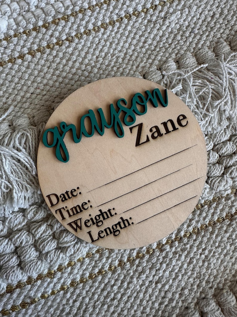 Personalized Baby Birth Announcement - Custom Wooden Name Sign With ...