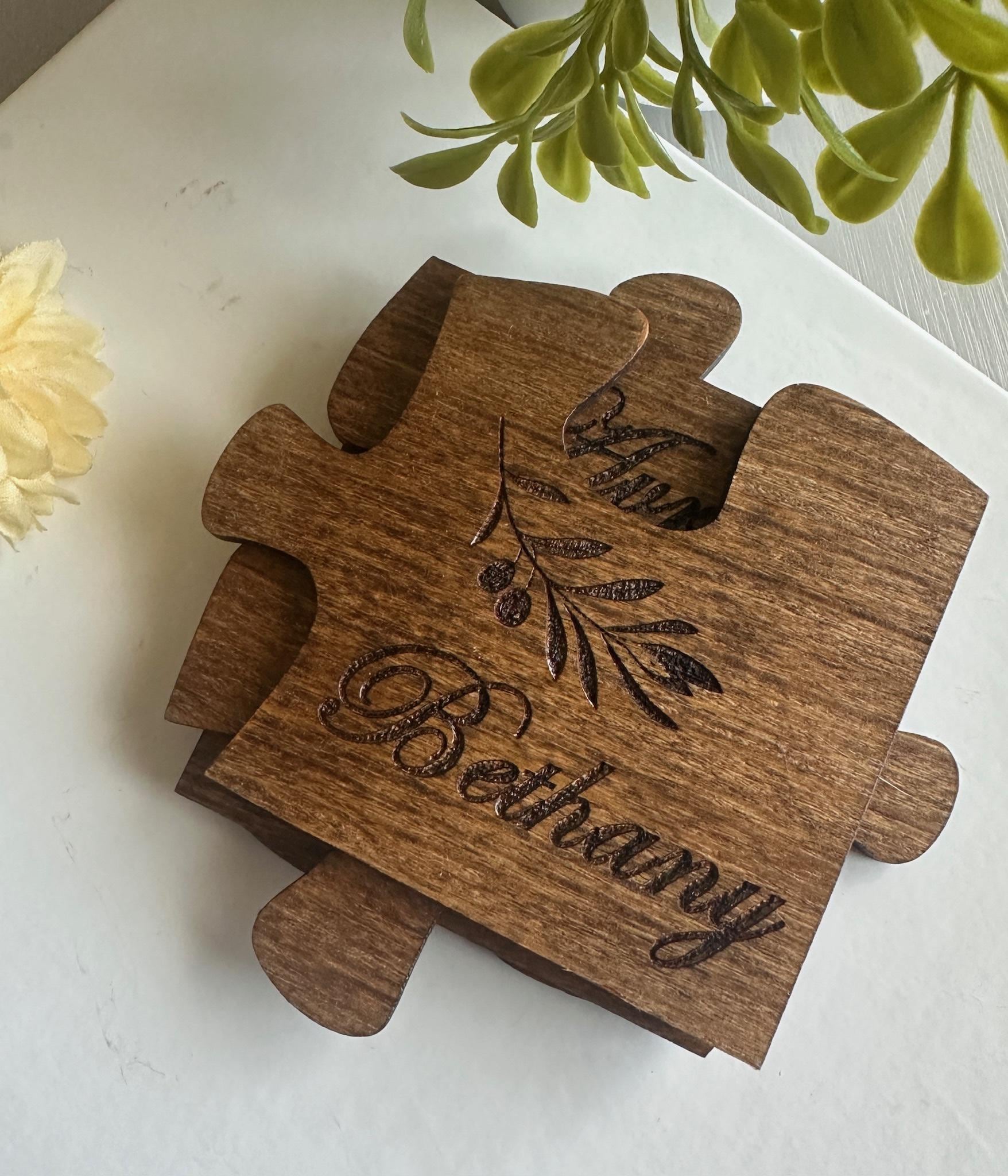 Puzzle Piece Wood Coasters, Custom Engraved Coasters, Realtor Gift - Etsy