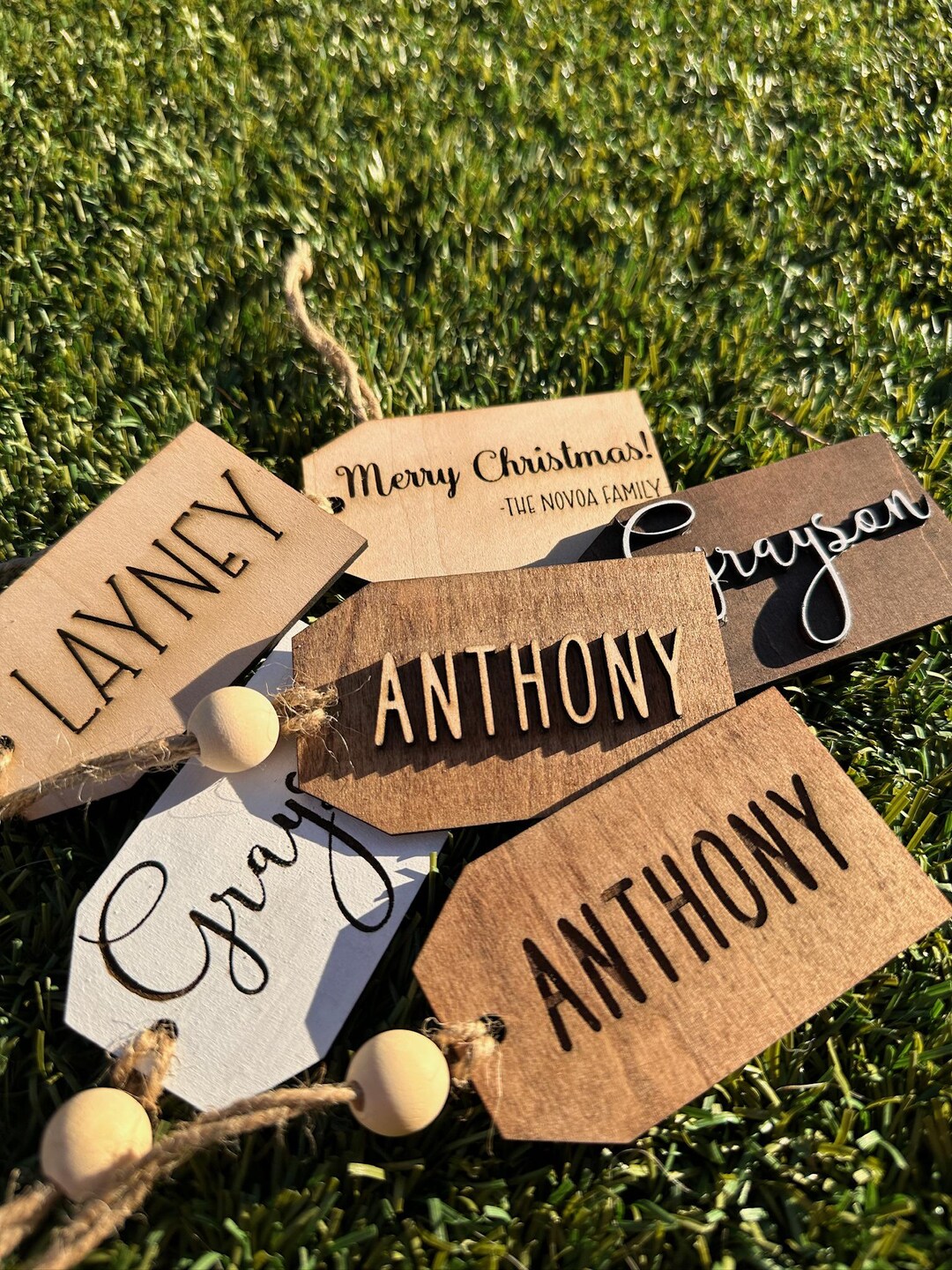 Personalized Wooden Gift Tags - Custom Name Tags for Christmas ...