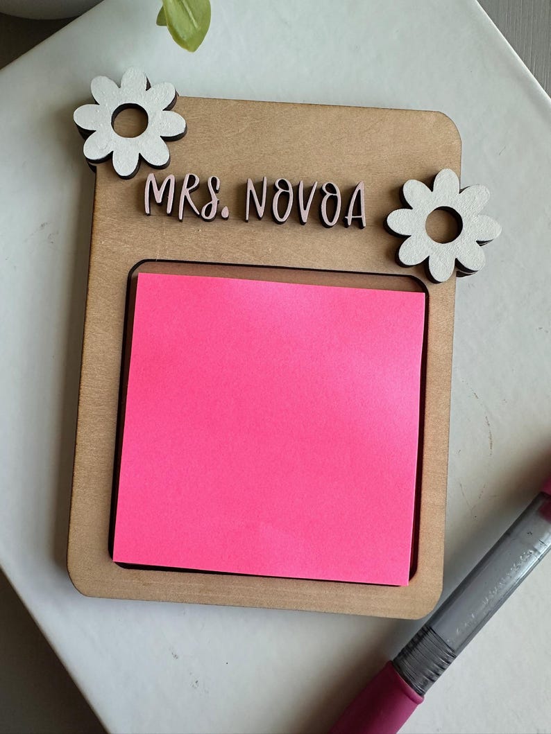 Personalized Sticky Note Holder With Daisies / Teacher Appreciation ...