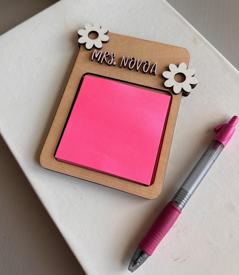 Personalized Sticky Note Holder With Daisies / Teacher Appreciation ...