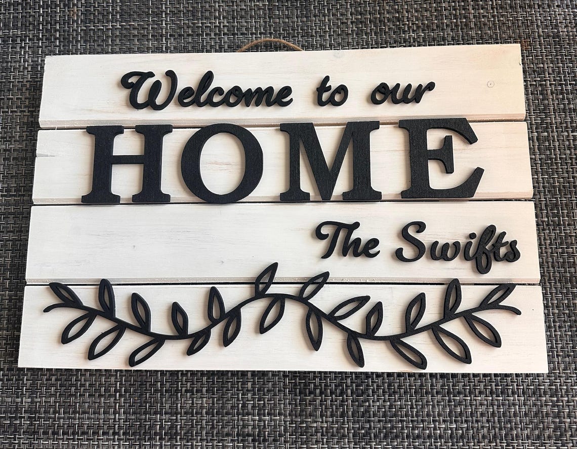 Personalized Rustic Wooden Home Sign - Custom Family Name Wall Decor ...