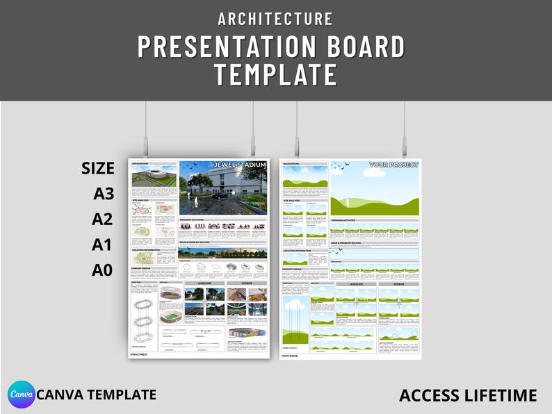 Architecture Presentation Board Template: A0-A3 Canva Layout (digital ...
