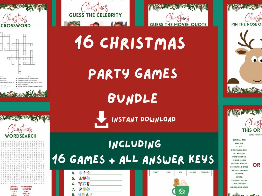 16 Christmas Games Bundle, Christmas Games Printable, Office Christmas ...