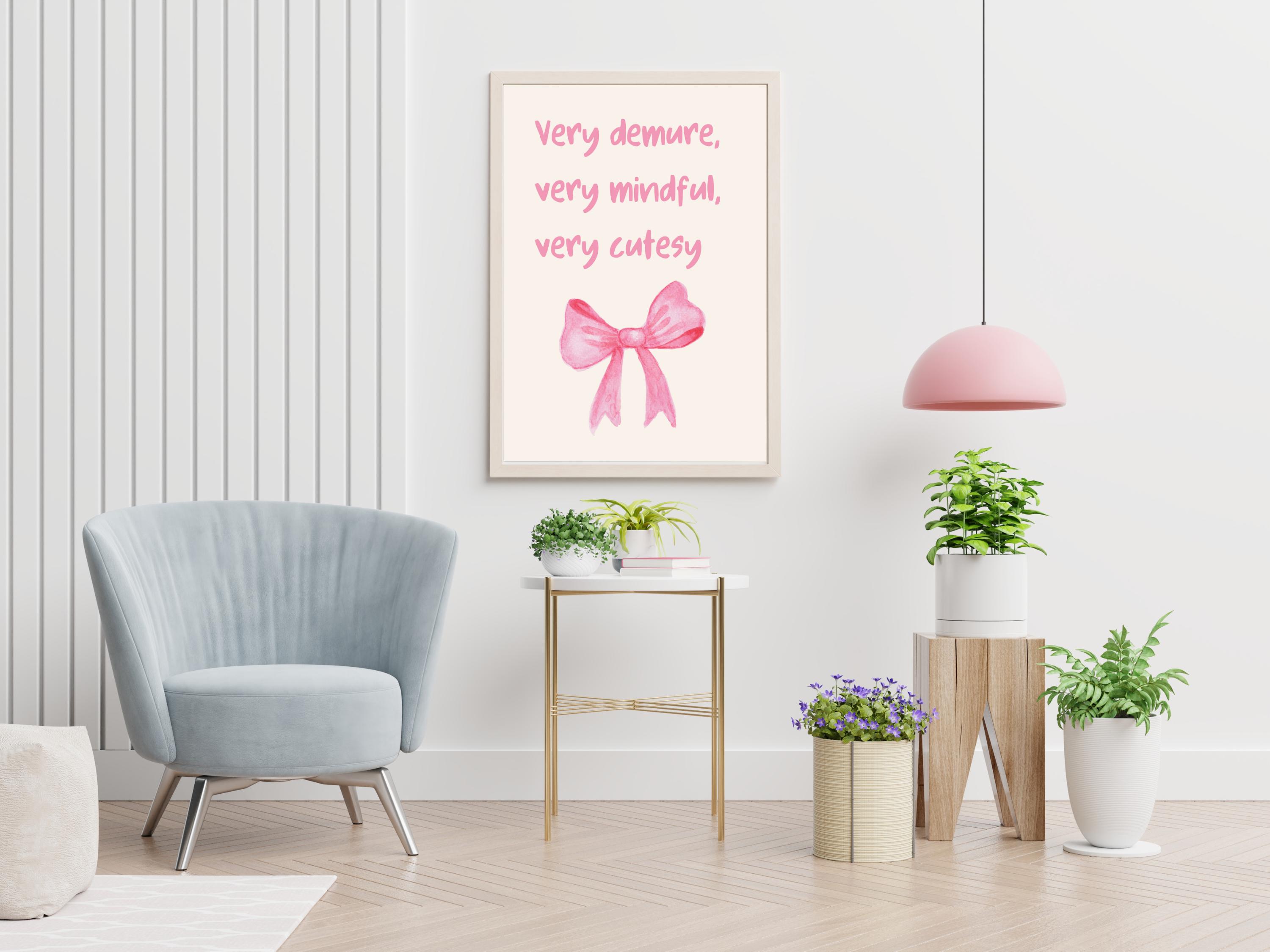 Very Demure, Very Mindful, Bow Wall Art, Printable Home Decor, Instant ...
