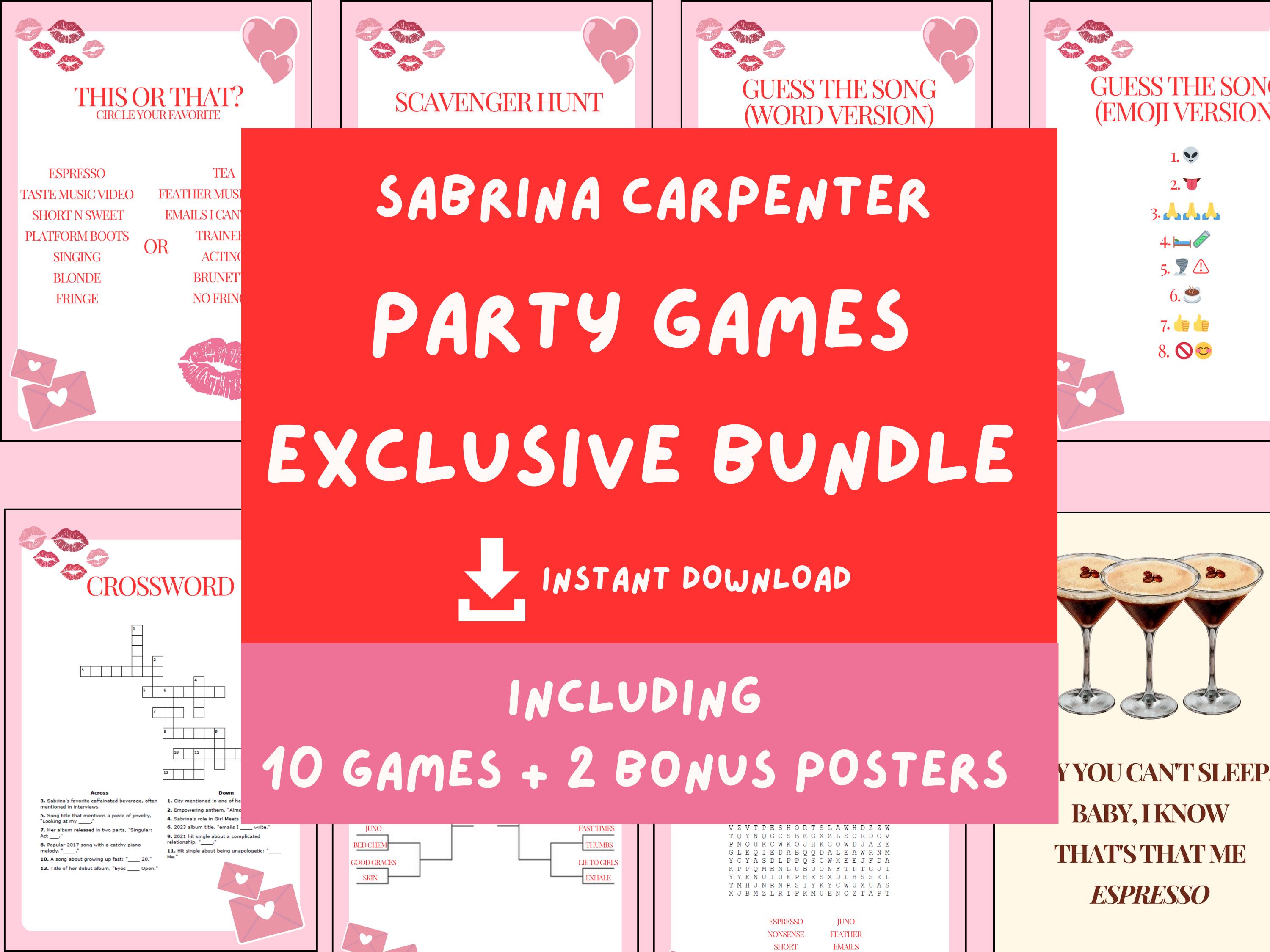 Sabrina Carpenter Themed Inspired Party Games | Short N Sweet ...