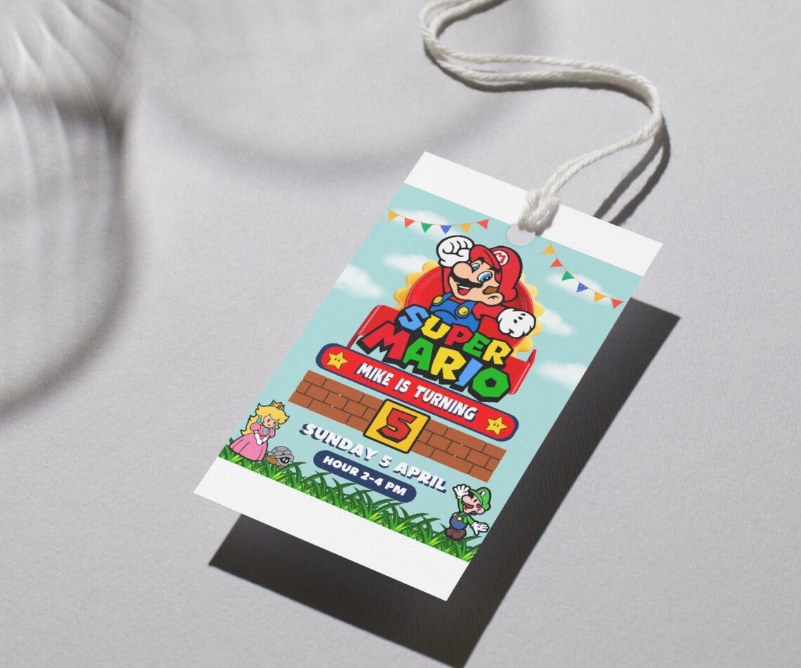 Super Mario Digital Birthday Cards for Kids, Super Mario Canva Design ...