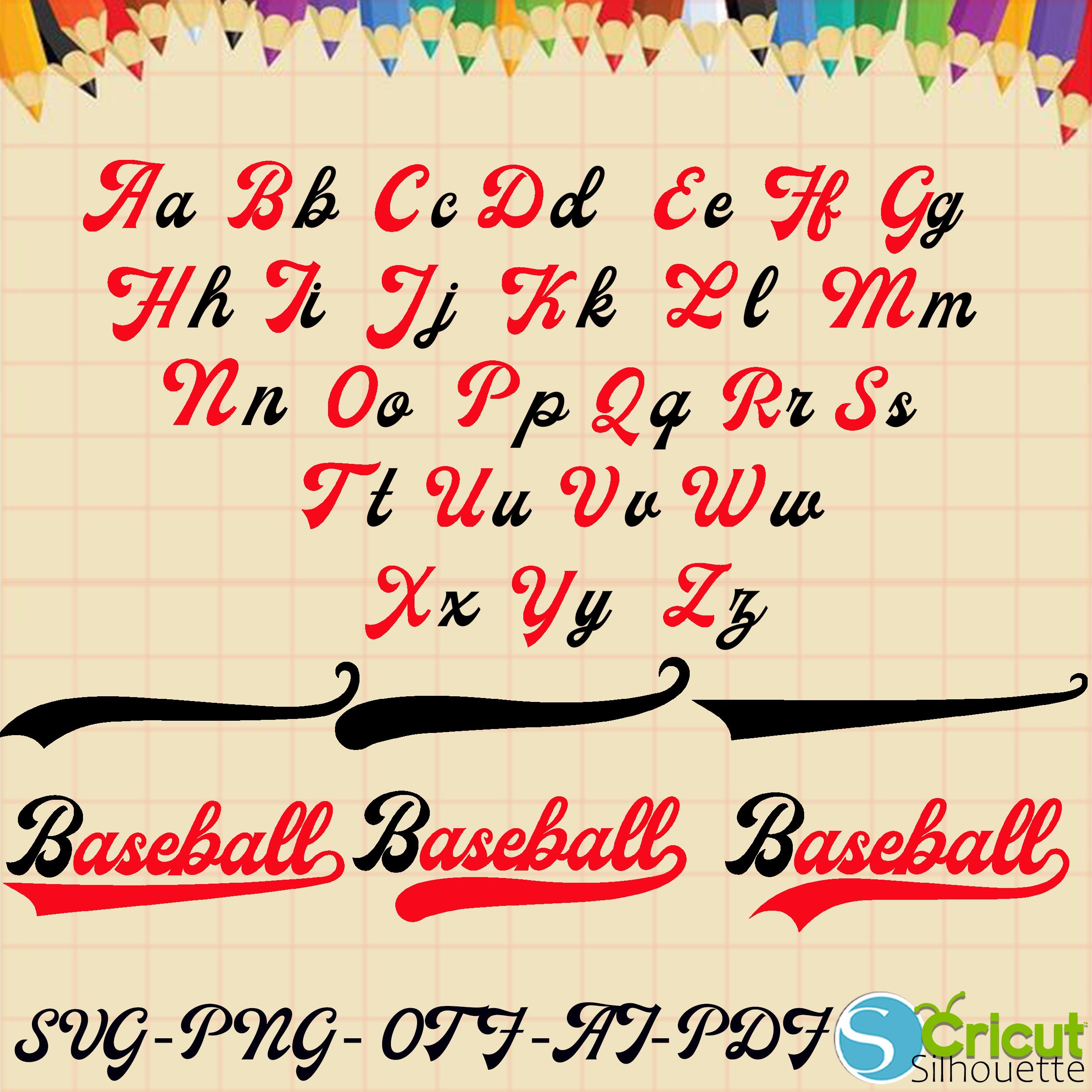 Baseball Font With Tails, Baseball Letters SVG, Baseball, Script Font ...