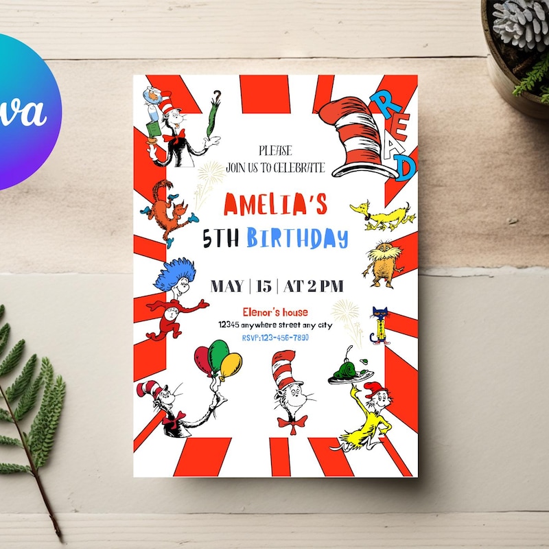 Dr. Seuss Flyer Template - Etsy