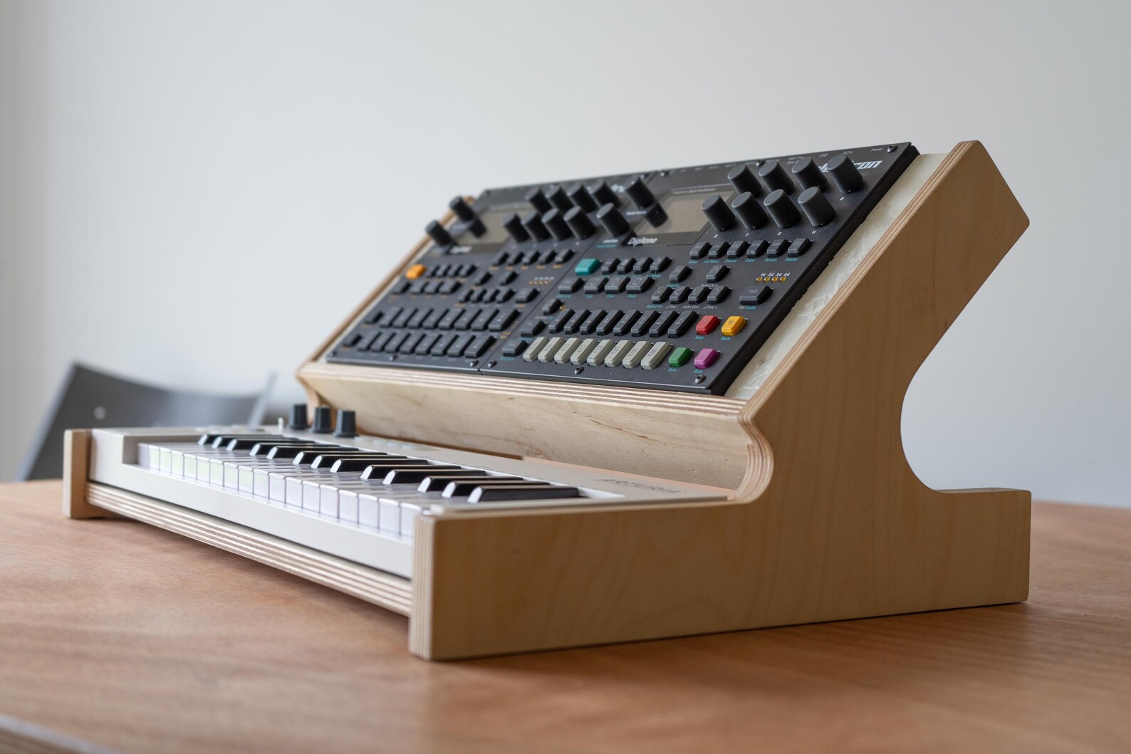 2-tier Hardwood Synth Rack, Light Brown Wooden Stand, Distinct Studio ...