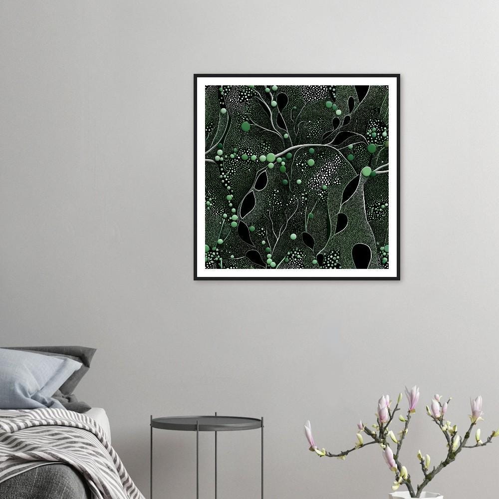 Stylised Eucalyptus in Shades of Green, Black and Silver. Premium Matte ...