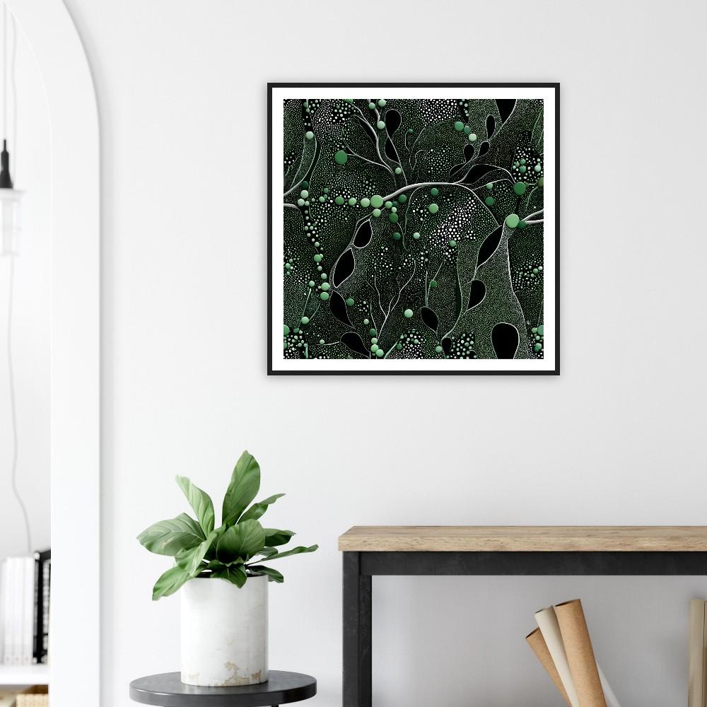 Stylised Eucalyptus in Shades of Green, Black and Silver. Premium Matte ...