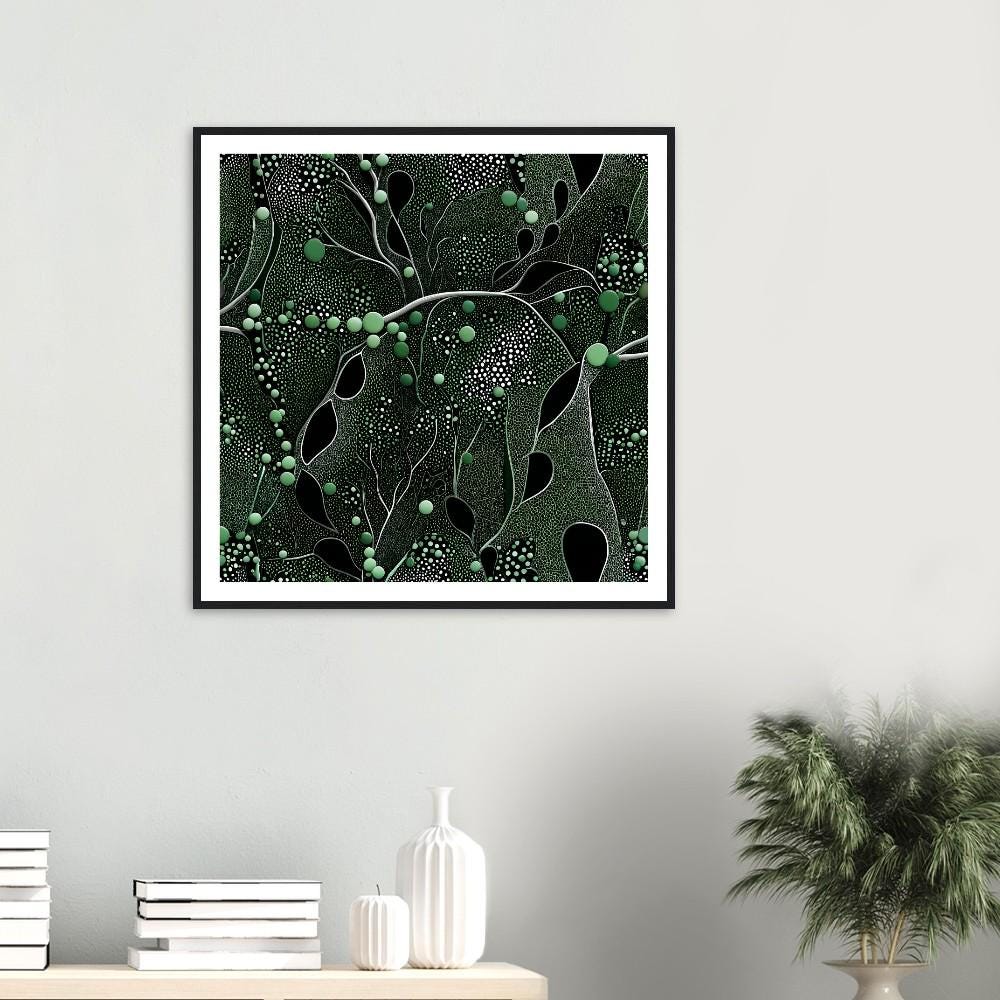 Stylised Eucalyptus in Shades of Green, Black and Silver. Premium Matte ...