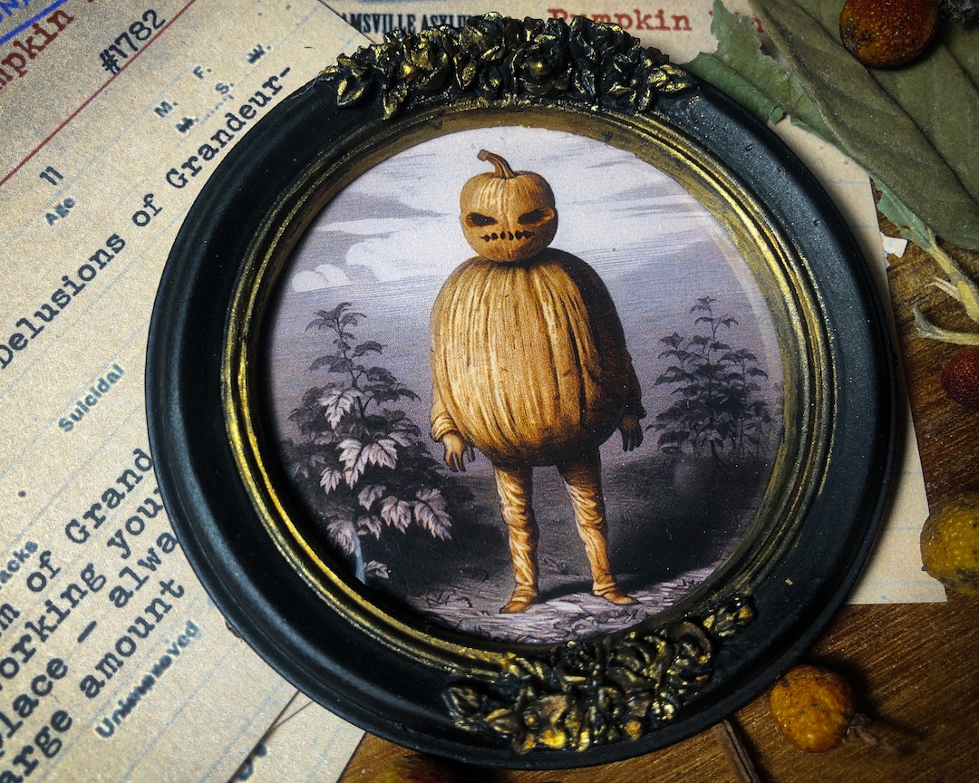 Pumpkin Halloween Decor, Victorian Pumpkin Illustration, Gothic Decor ...