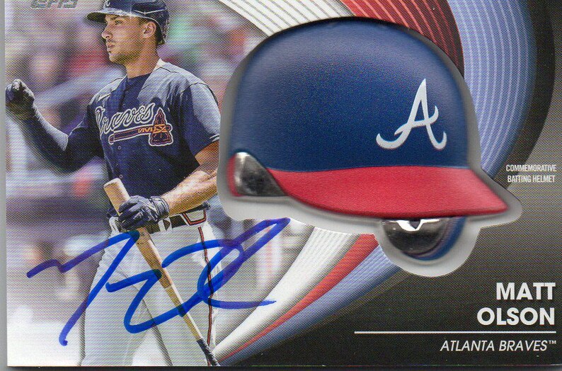 Signed Matt Olson Batting Helmet Card Atlanta Braves - Etsy