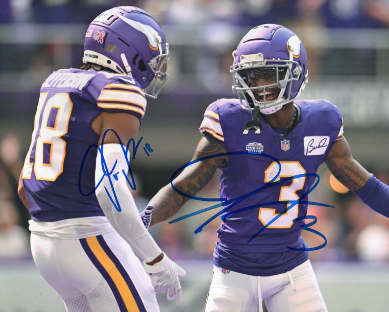 Signed Justin Jefferson & Jordan Addison 8 X 10 Photo Minnesota Vikings ...