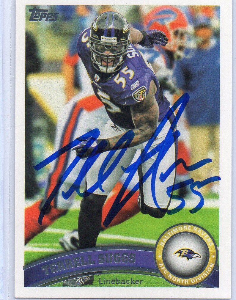 Signed Terrell Suggs Card Baltimore Ravens Nice - Etsy
