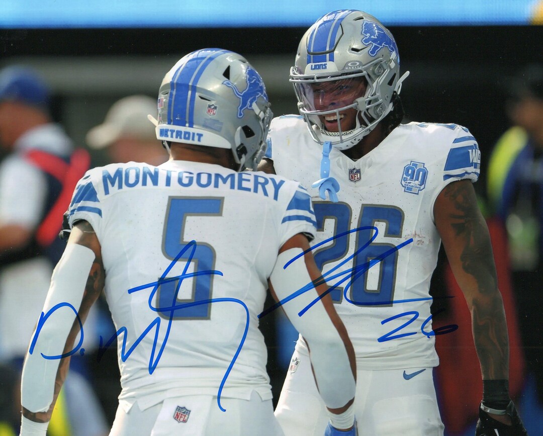 Signed Jahmyr Gibbs & David Montgomery 8 X 10 Photo Detroit Lions Very ...