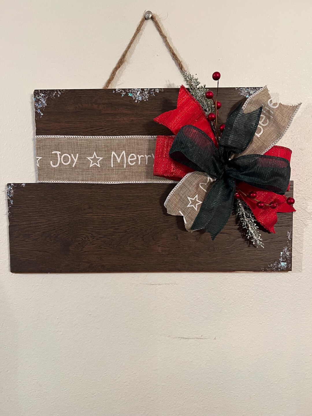 Joy and Merry Door Hanger/ Holiday Snowman Hat Door Hanger - Etsy