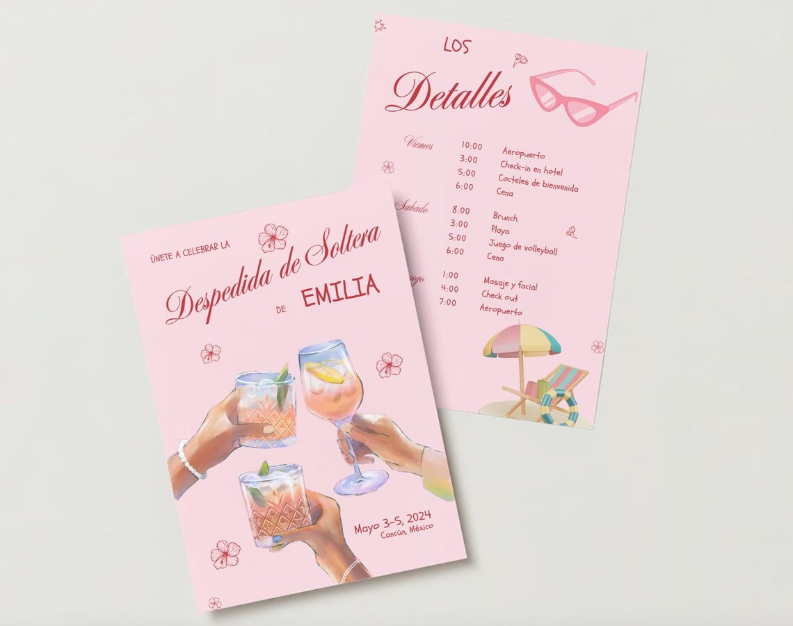 Invitacion Editable Para Despedida De Soltera. Bachelorette Weekend ...