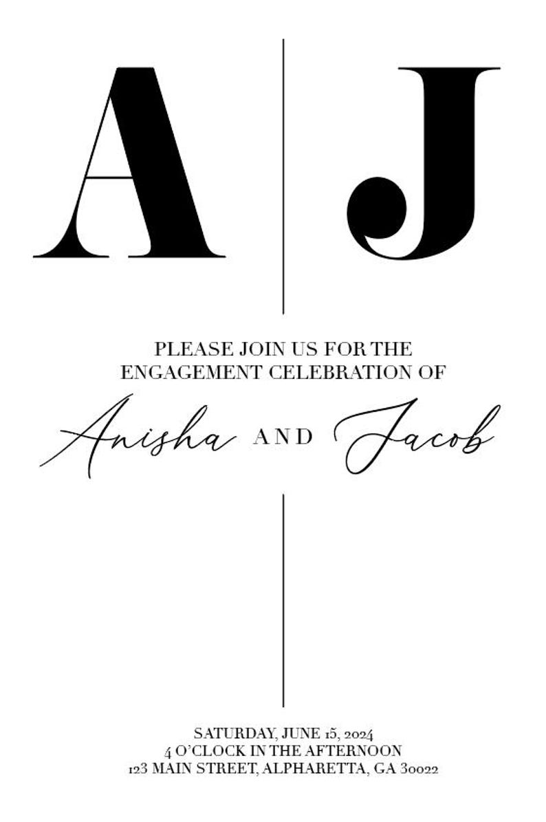 Engagement Wedding Poster Sign 24x36 Minimalist Elegant Instant Digital ...