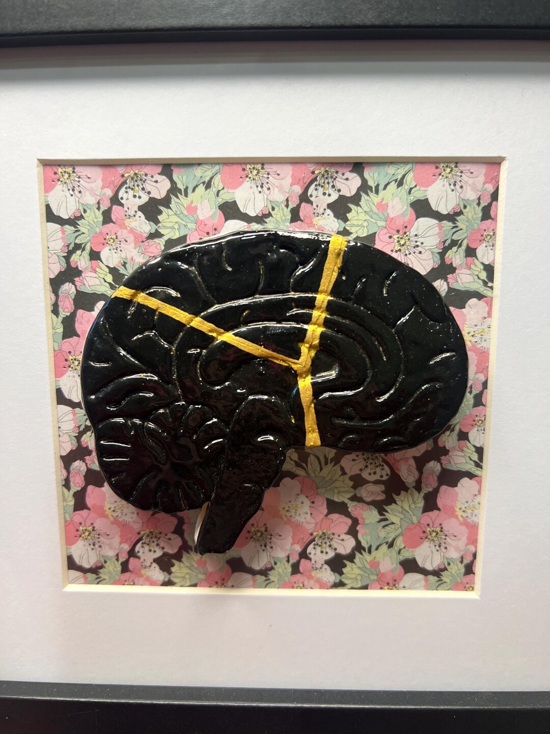 Kintsugi Porcelain Black Anatomical Brain Framed - Etsy