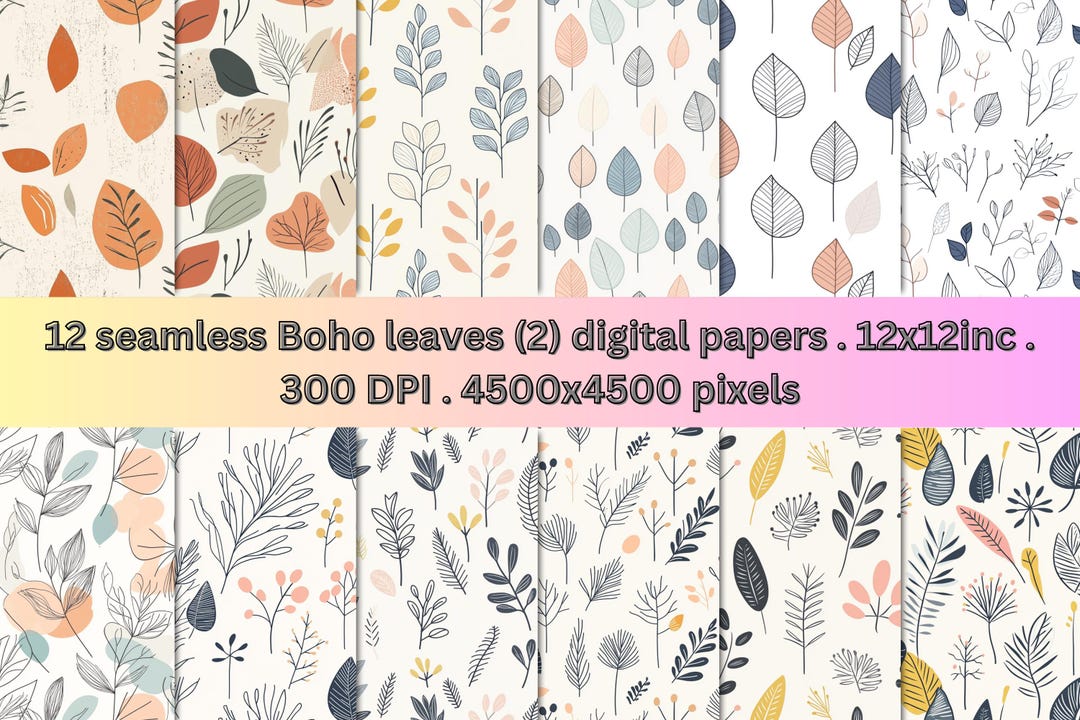 Boho Leaf Patterns , Cute Leaf Designs , Bohemian Leaf Art , Boho ...