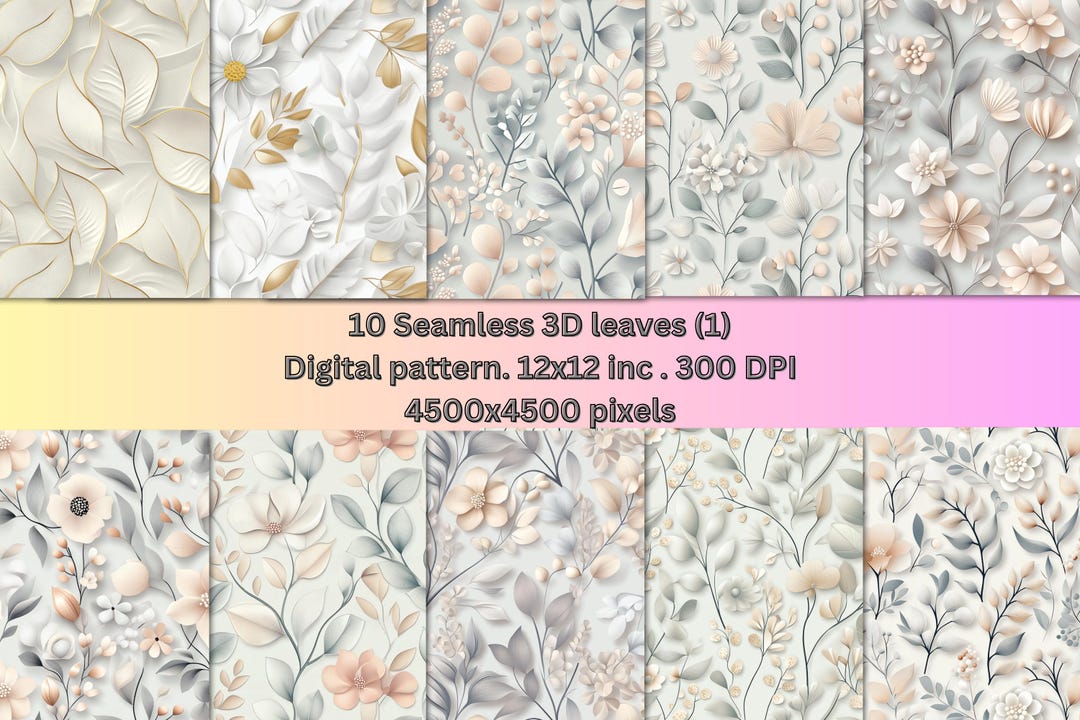 3D Leaf Pattern: Luxury Botanical Digital Art (digital Download) - Etsy