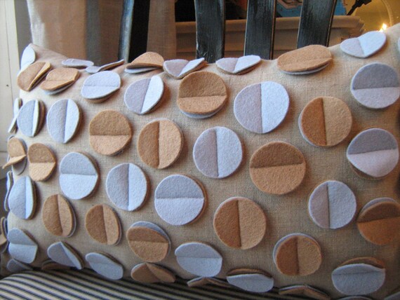 Disc Pillow in Khaki and Sea Blue | Etsy