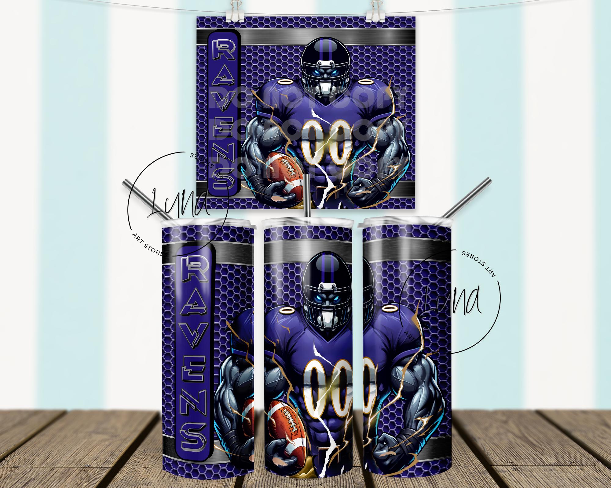 Raven 20oz Skinny Tumbler Wrap | Football Tumbler Design | 20oz Skinny ...