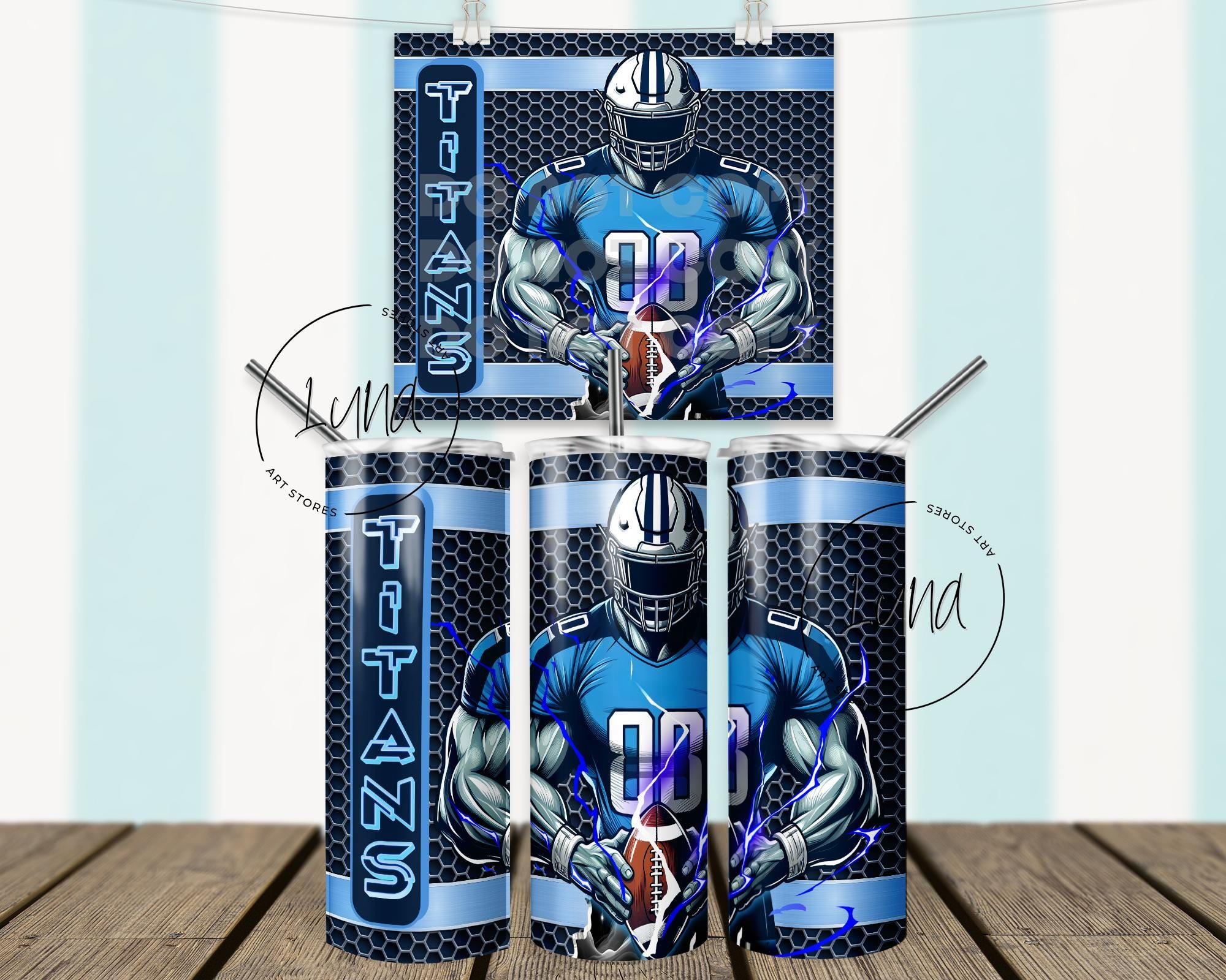 Titan 20oz Skinny Tumbler Wrap | Football Tumbler Design | 20oz Skinny ...