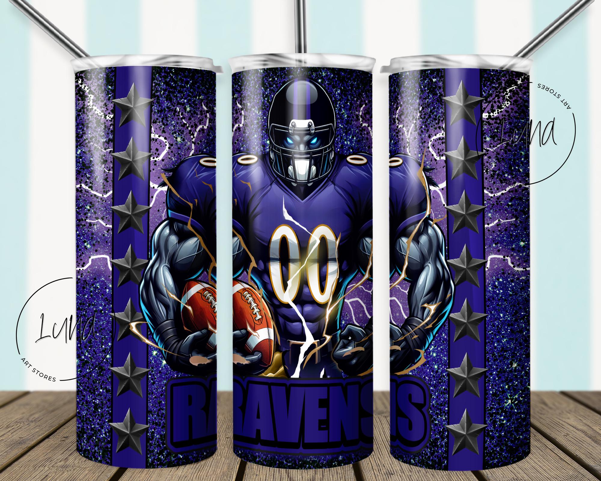 Raven 20oz Skinny Tumbler Wrap | Football Tumbler Design | 20oz Skinny ...